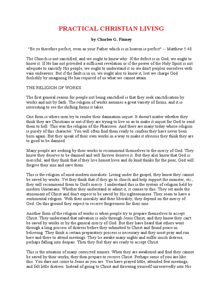 PRACTICAL CHRISTIAN LIVING Charles Finney | PDF | Sanctification ...