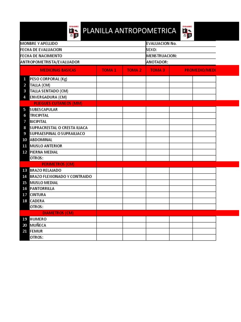 Planilla Antropometrica | PDF