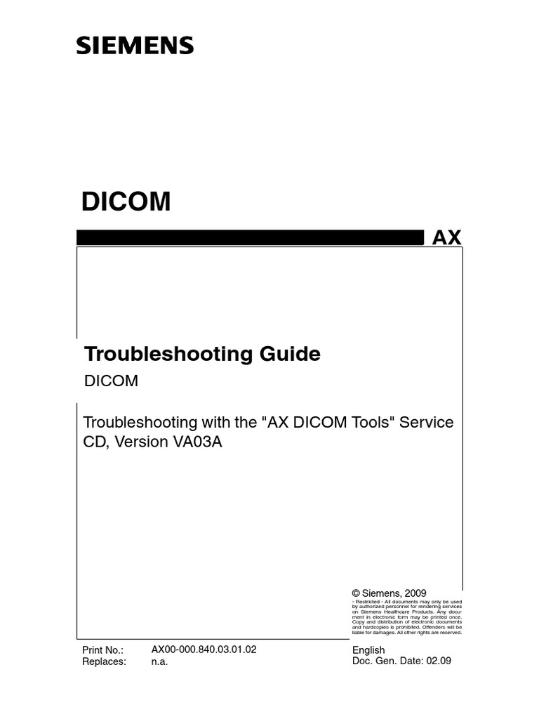 Dicom: Dicom Troubleshooting With The "AX DICOM Tools" Service CD ...