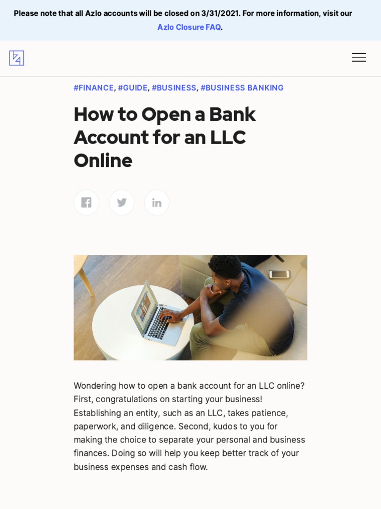 How To Open A Bank Account For An LLC Online | PDF | Limited Liability ...