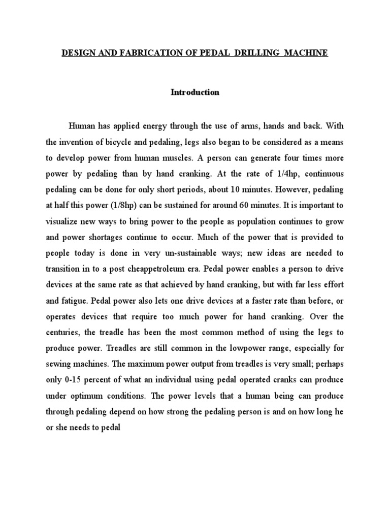 Design and Fabrication of Pedal Drilling Machine | PDF | Drill | Machines