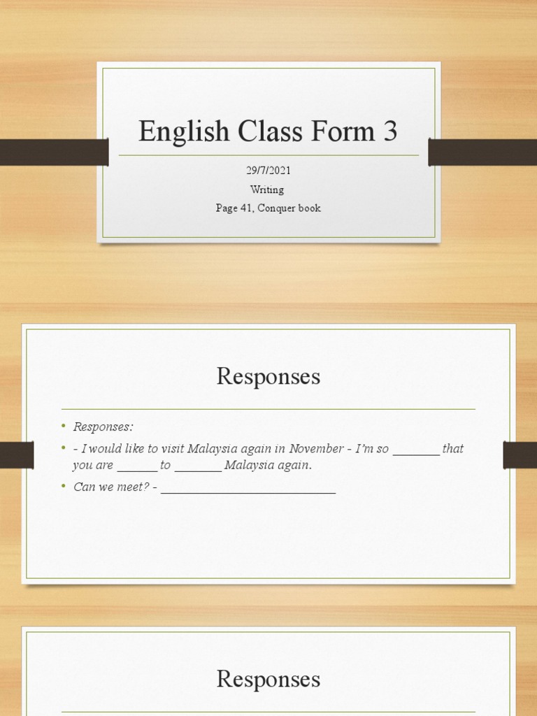 English Class Form 3 | PDF