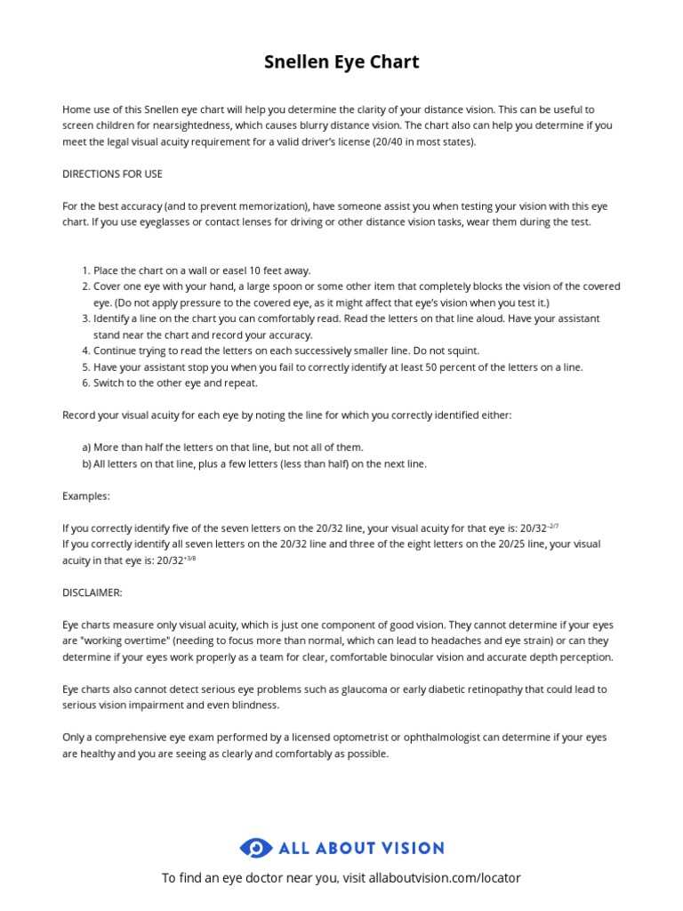 Snellen Chart | PDF | Visual Acuity | Sensory Organs