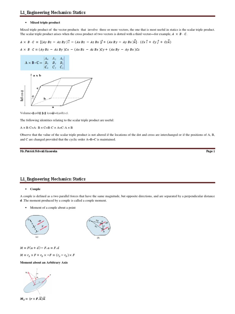 L1 Engineering Mechanics Statics | PDF | Force | Euclidean Vector