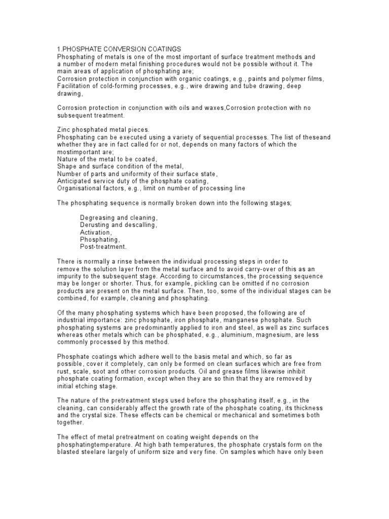 Phosphating | PDF | Chemistry | Materials