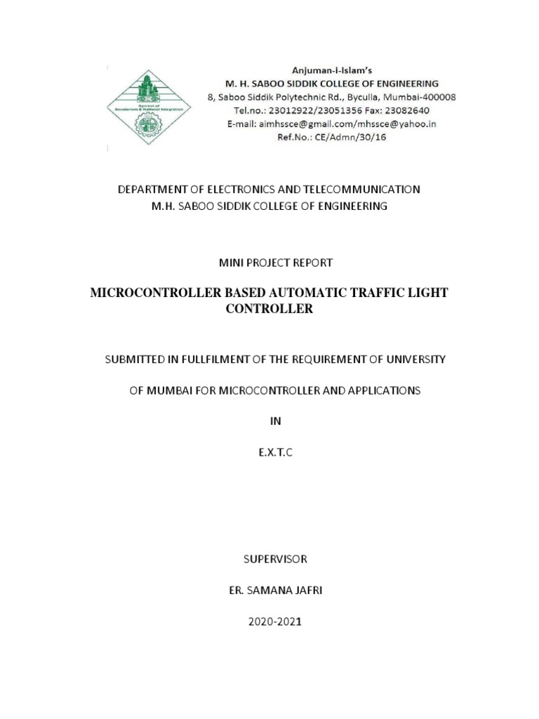 Microcontroller Based Automatic Traffic Light Controller | PDF | Microcontroller | Central ...