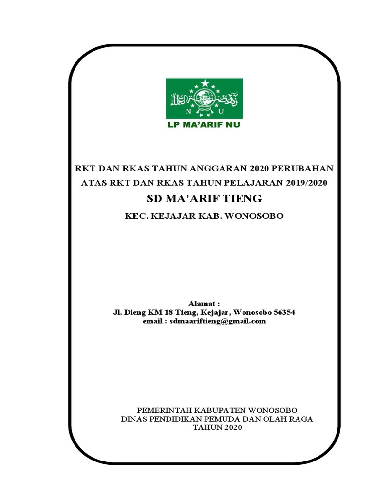 RKT dan RKAS 2020 SD Ma'arif Tieng | PDF
