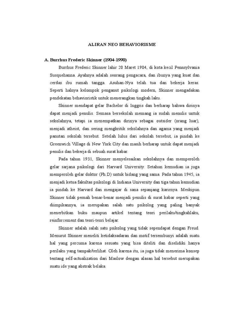 Aliran Neo Behaviorisme | PDF