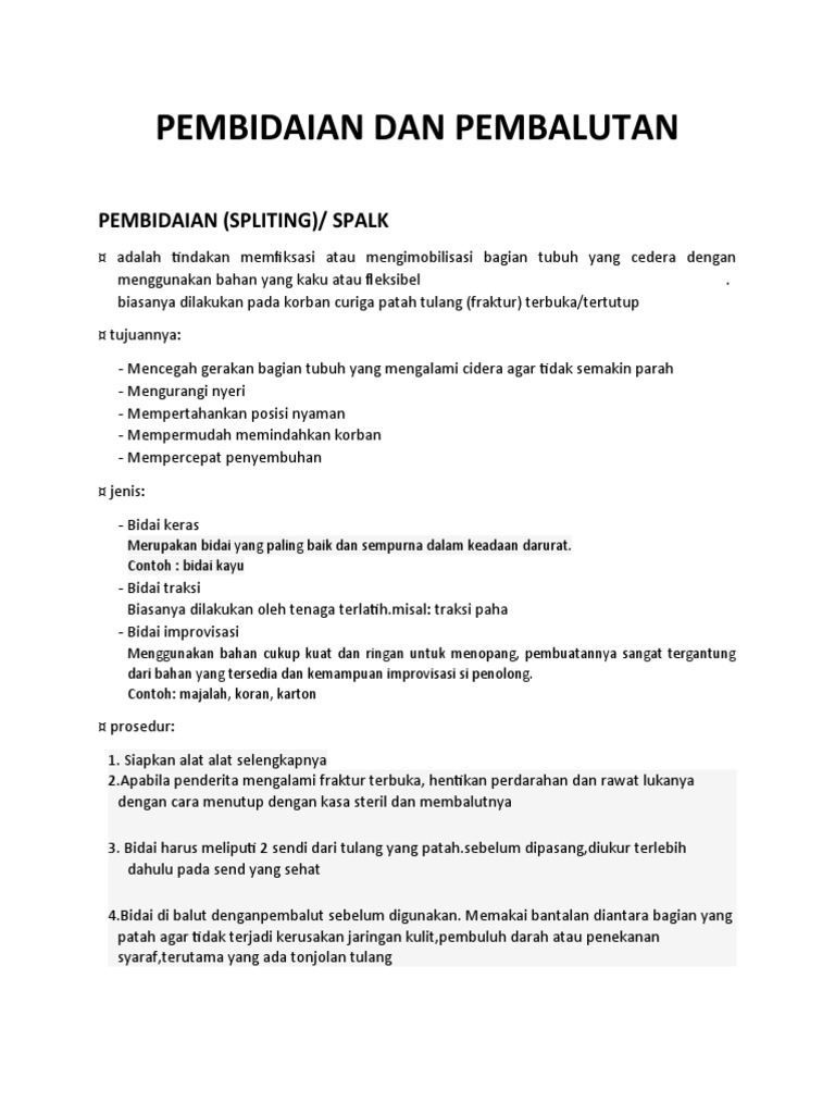 Dokcil-Pembidaian Dan Pembalutan | PDF