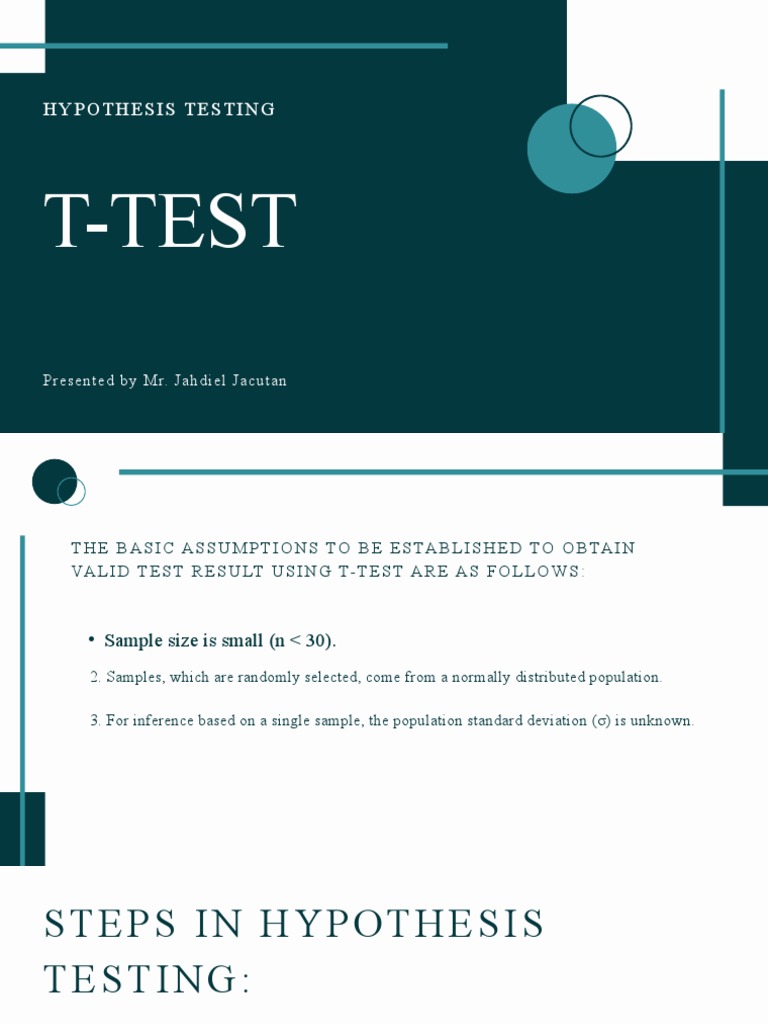 H Y Poth Esis Te Sting: T-Test | PDF | Student's T Test | Statistical ...