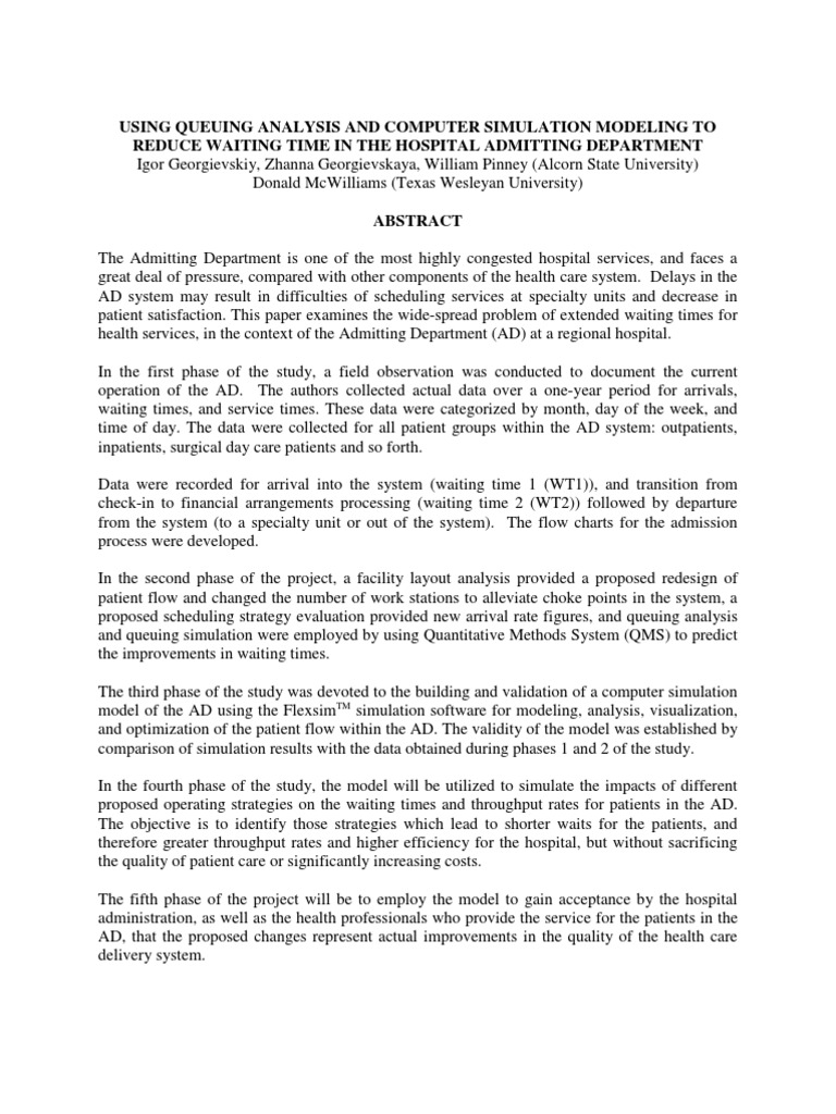 Reduce Admissions Wait Times | PDF