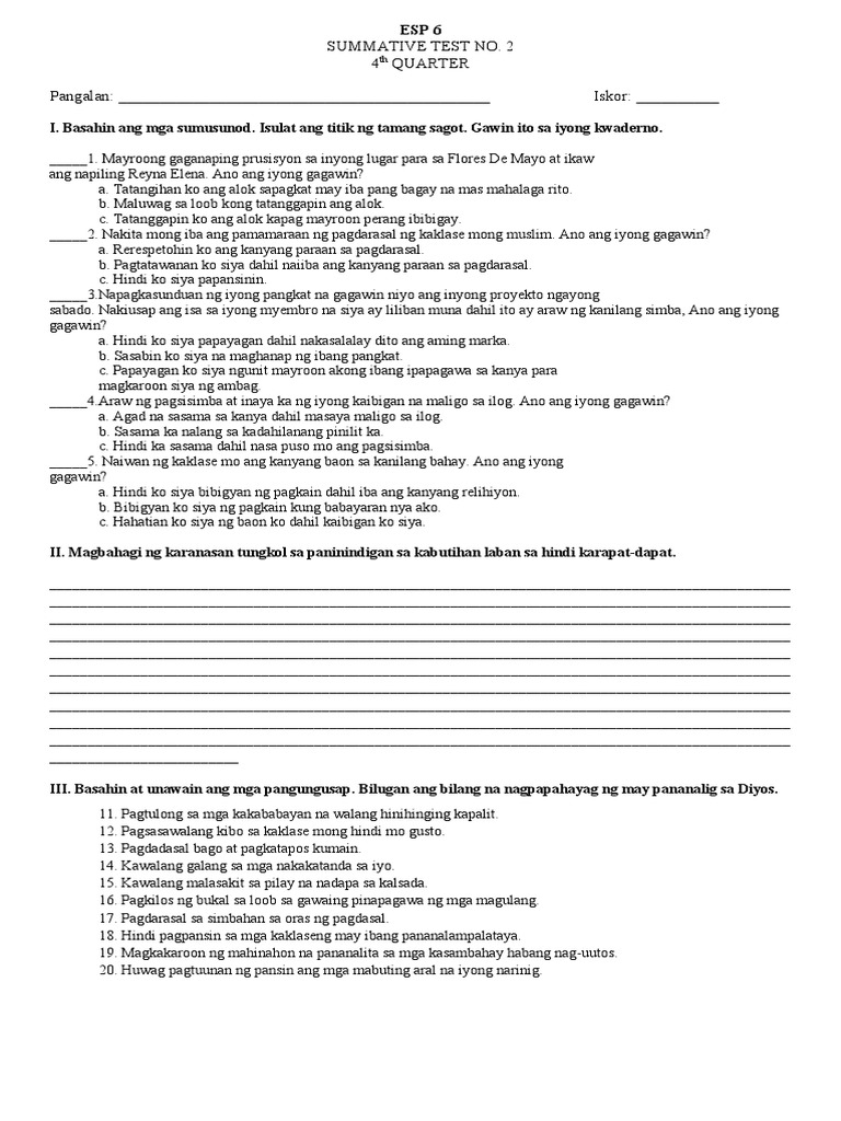 Esp6 ST2 Q4 | PDF