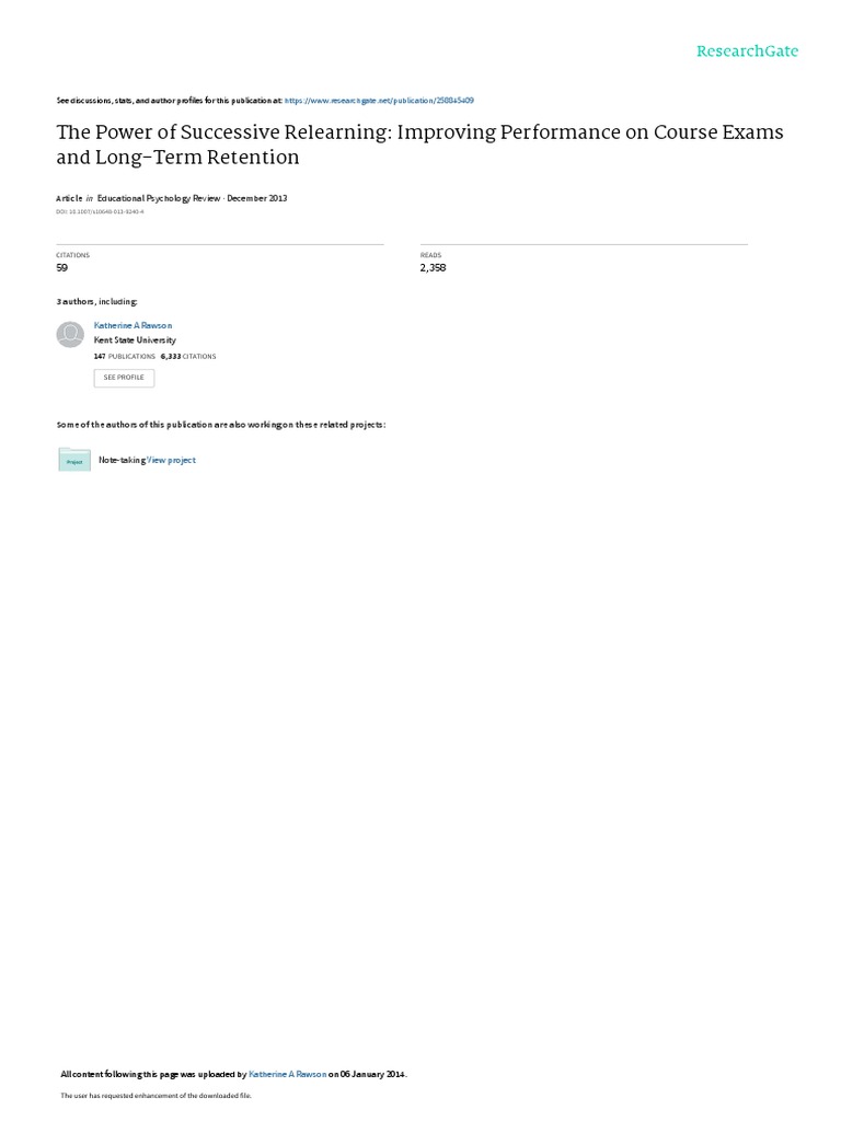 The Power of Successive Relearning: Improving Performance On Course ...