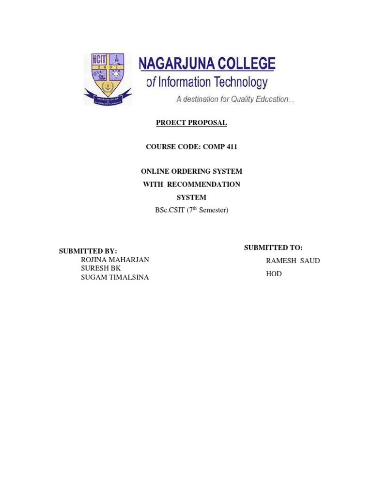 Proect Proposal: BSC - Csit (7 Semester) | PDF | Feasibility Study | Menu
