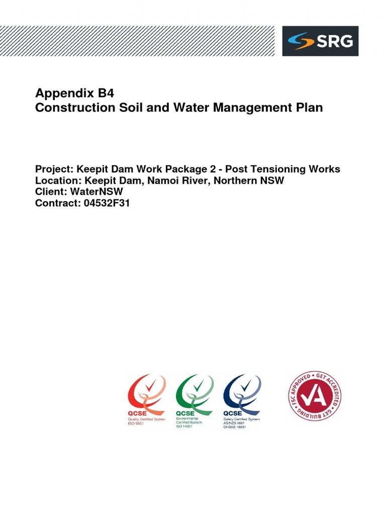 Appendix B4 Construction Soil and Water Management Plan | PDF | Dam ...