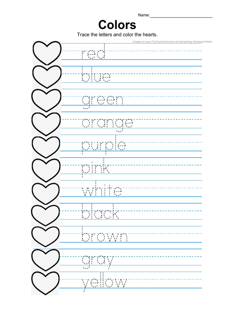 Red Blue Green Orange Purple Pink White Black Brown Gray Yellow | PDF