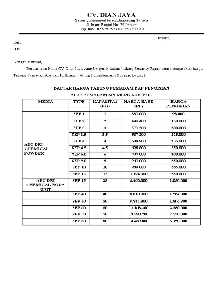 Cv. Dian Jaya: Reff: Hal | PDF