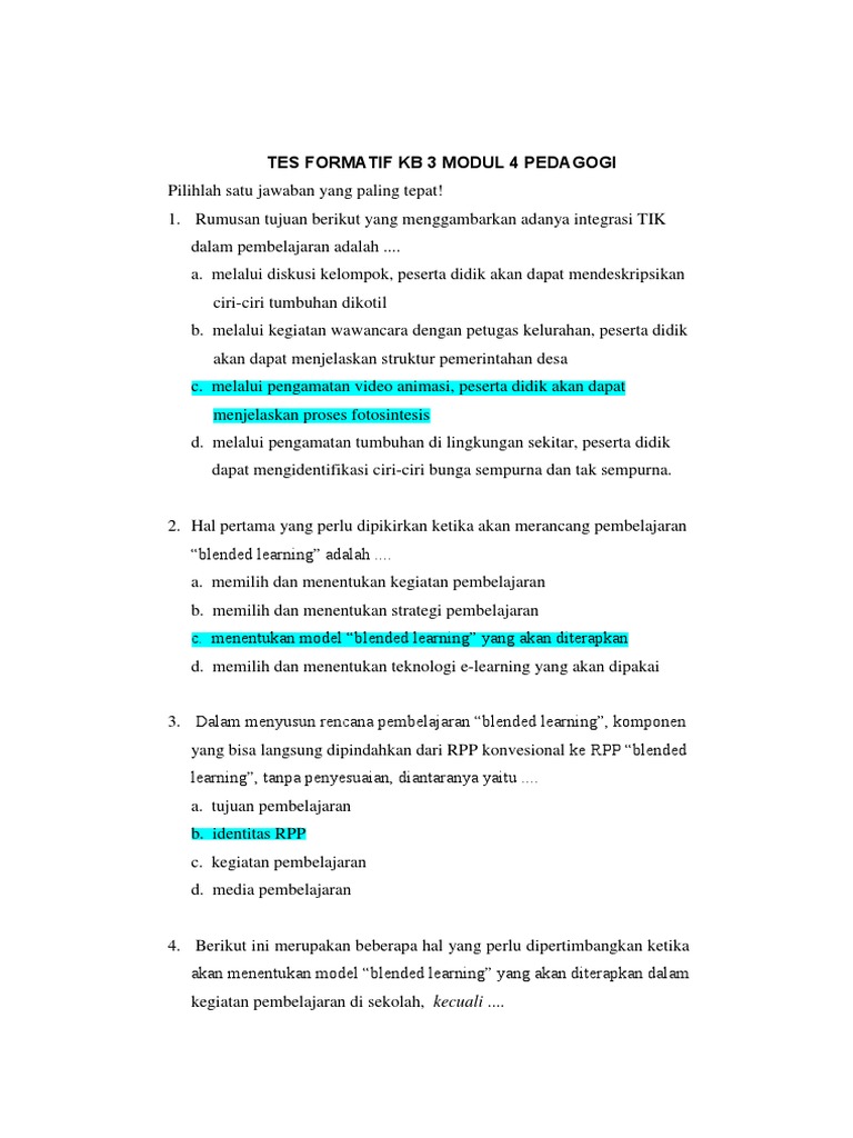 Pedagogik 4 Tes Formatif KB3 | PDF