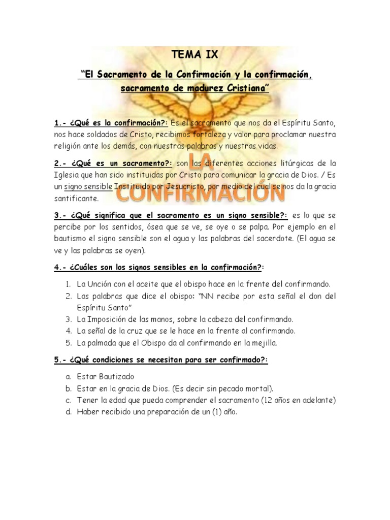 Tema Ix | PDF | Confirmación | Sacramentos
