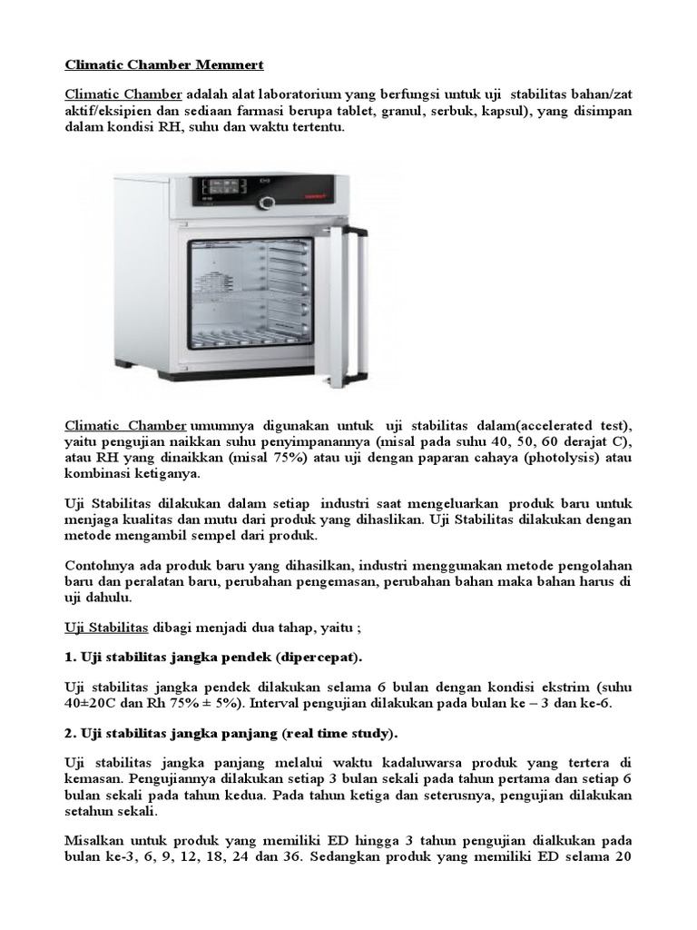 Fungsi dan Uji Stabilitas Climatic Chamber | PDF