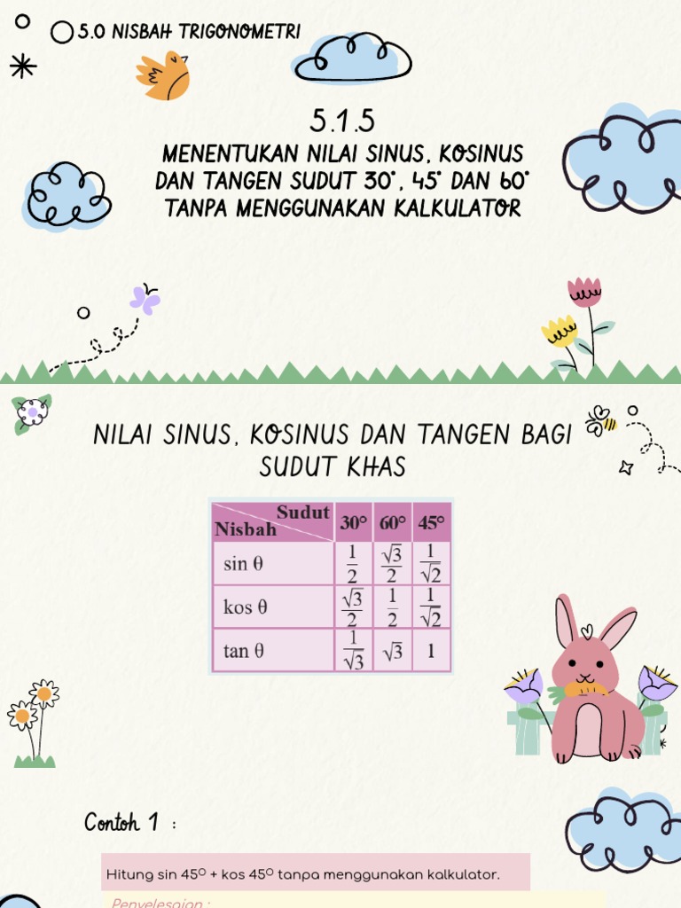 5.1.5 Menentukan Nilai Sinus, Kosinus Dan Tangen Sudut 30°, 45° Dan 60 ...