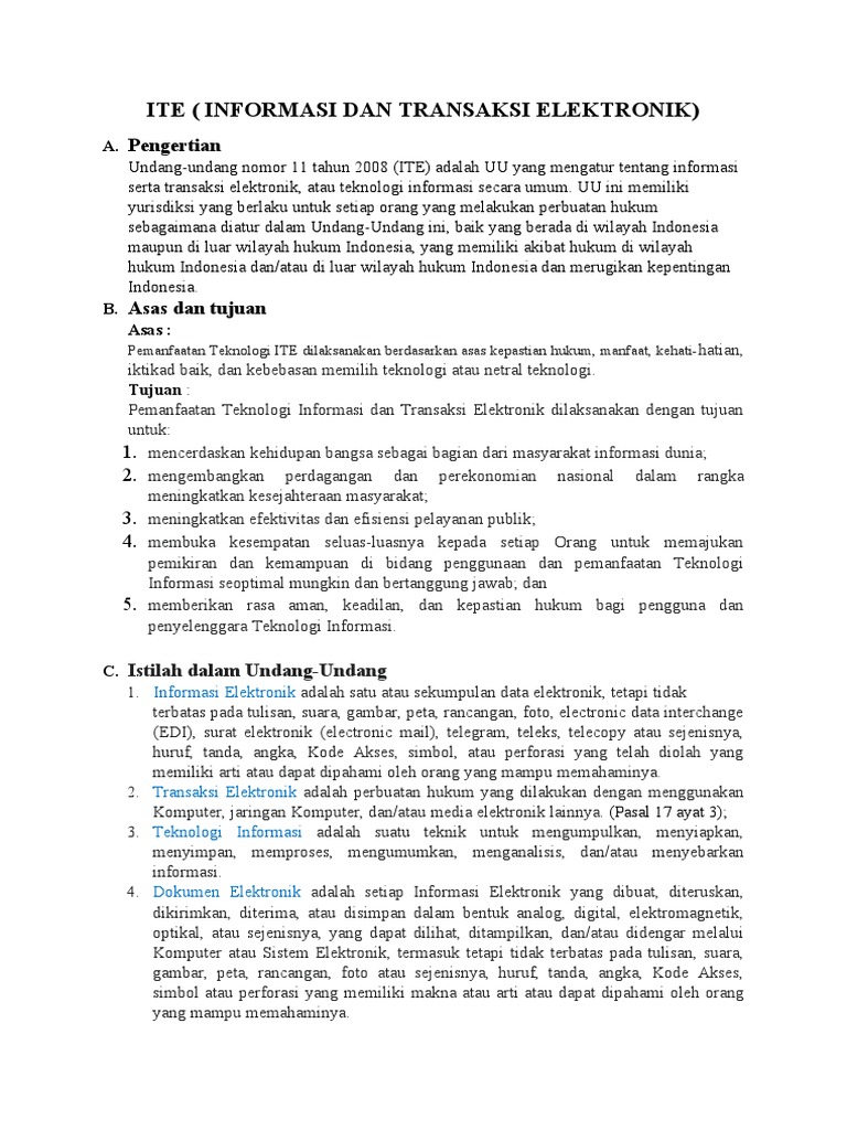Ite Informasi Dan Transaksi Elektronik Pengertian Pdf Komputer