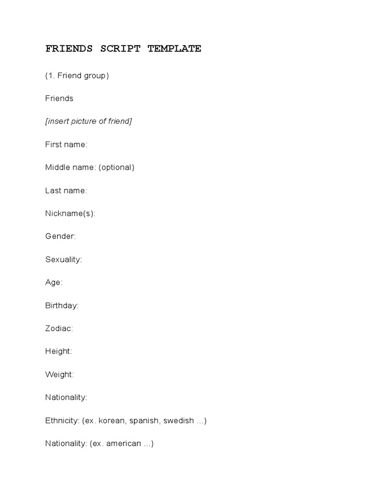 Friends Script Template | PDF