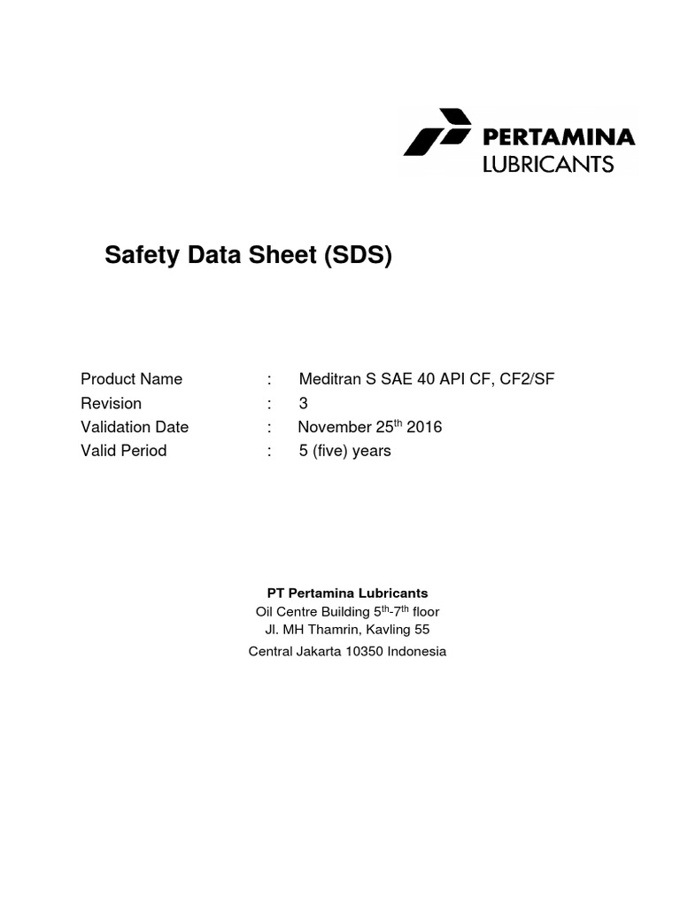 (Overseas-Australia) SDS Meditran S SAE 40 API CF CF2 SF-dikompresi | PDF | Dangerous Goods ...