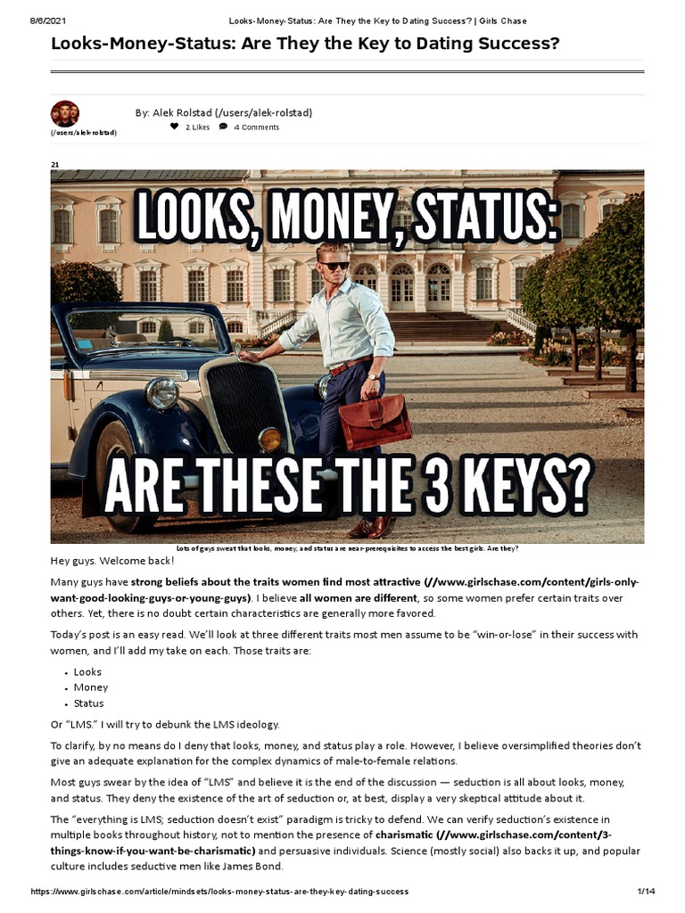 Looks-Money-Status - Are They The Key To Dating Success - Girls Chase ...
