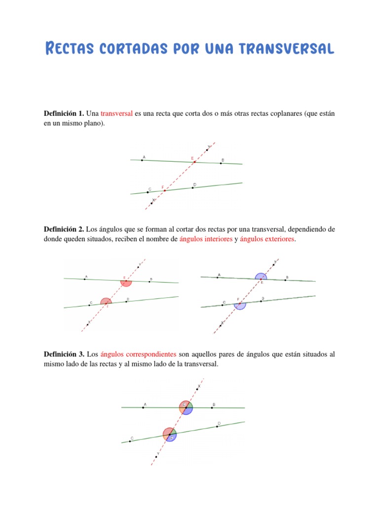 4 Rectas Cortadas Por Una Transversal | PDF | Perpendicular | Ángulo