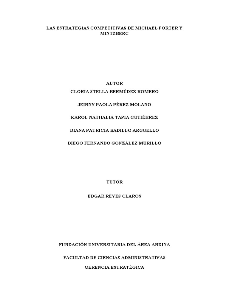 Las Estrategias Competitivas de Michael Porter y Mintzberg | PDF | Calidad (comercial ...