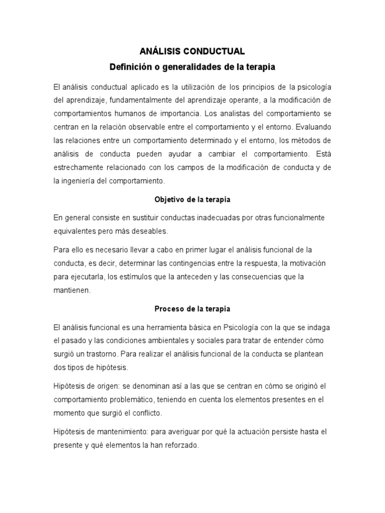 Análisis Conductual | PDF | Psicoterapia | Trastorno límite de la ...