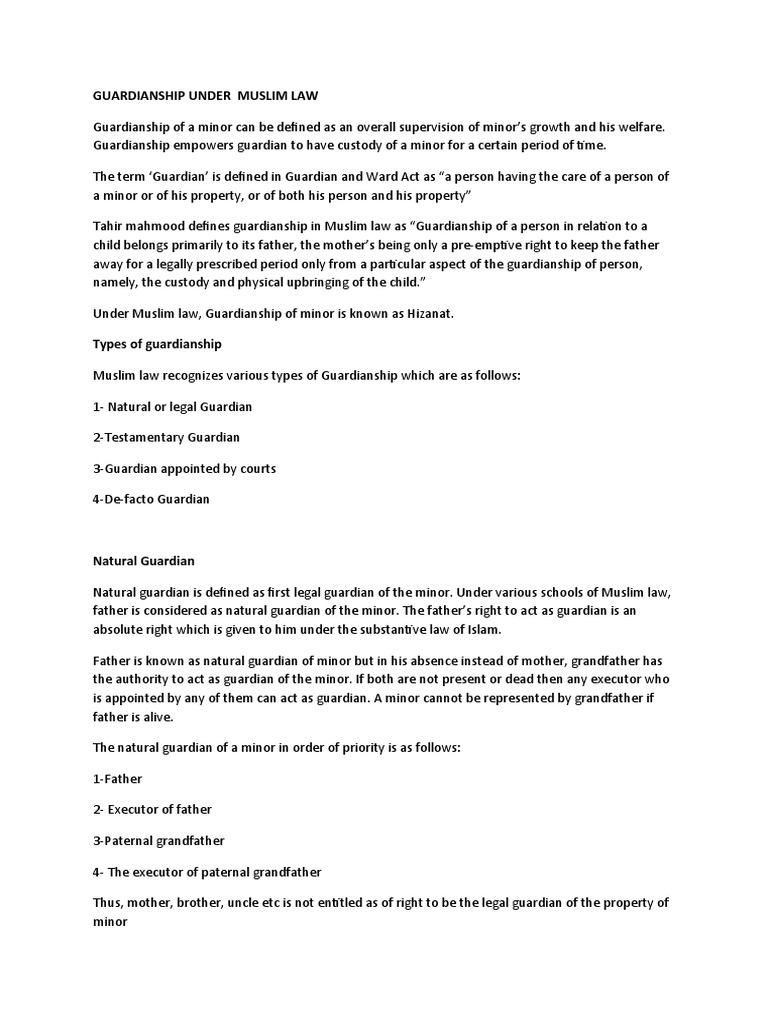 Guardianship Under Muslim Law: A Comprehensive Overview of the Types of ...