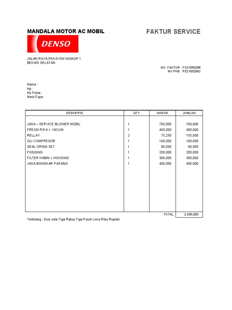 Invoice Service Ac | PDF | Griya & Taman
