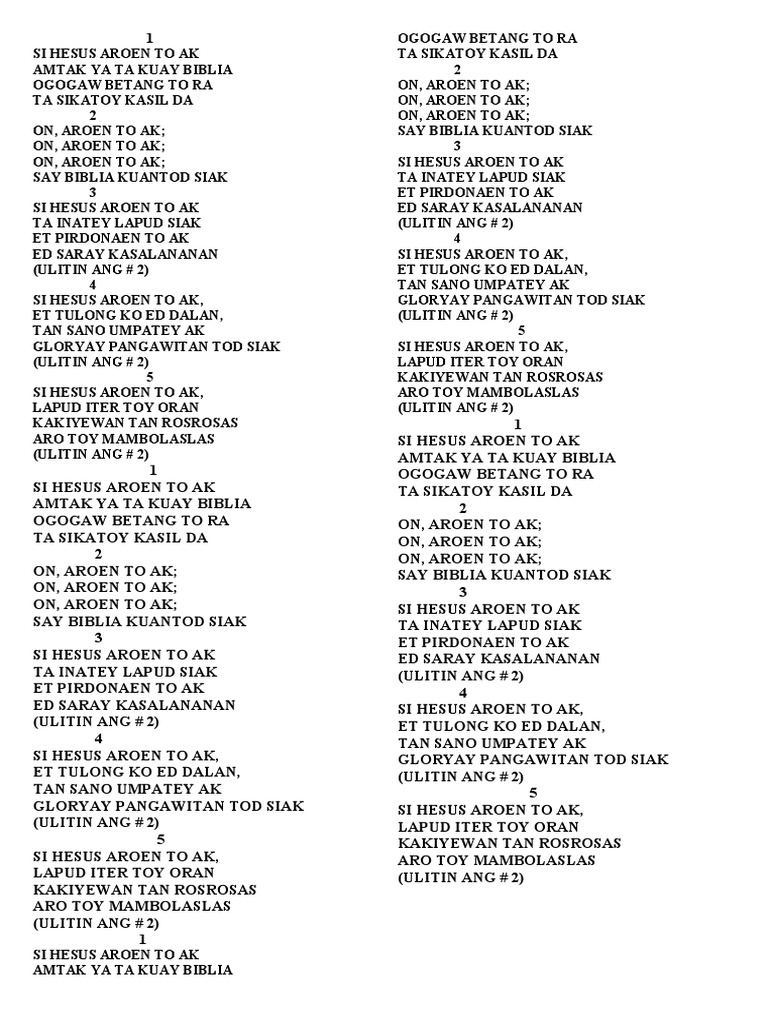 Superbook Tagalog Song Lyrics | PDF