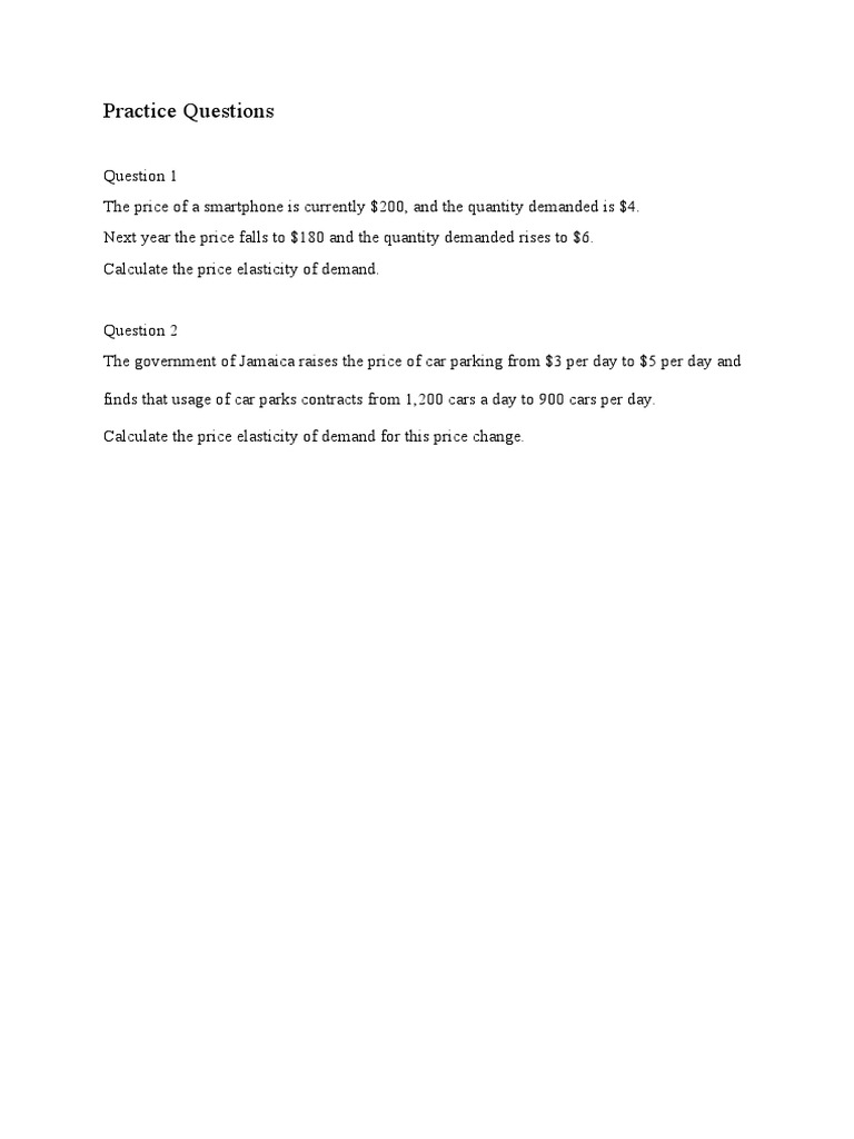 Elasticity Practice Questions | PDF