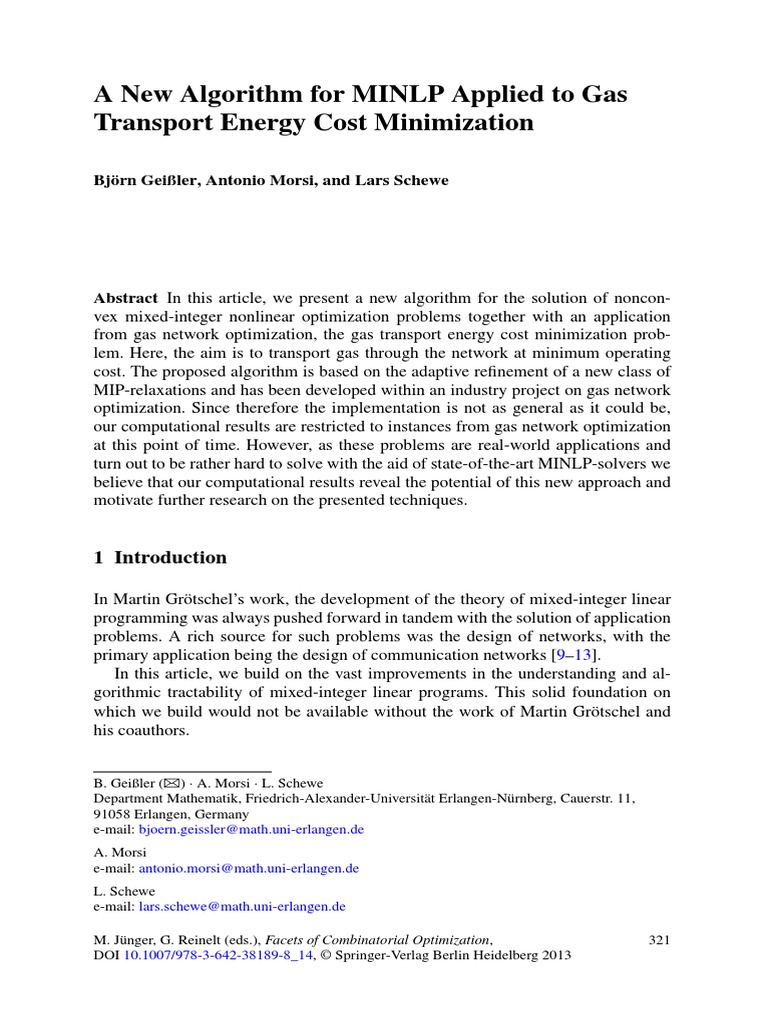 A New Algorithm For MINLP Applied To Gas Transport Energy Cost ...