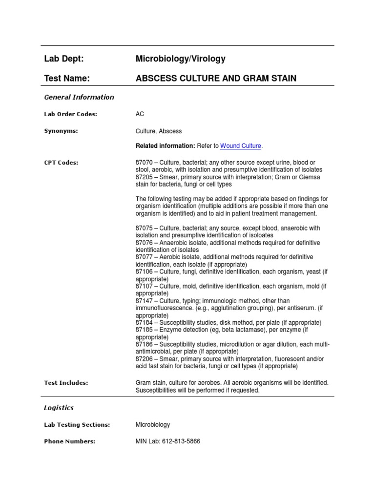 Abscess Culture and Gram Stain | PDF | Bacteria | Infection