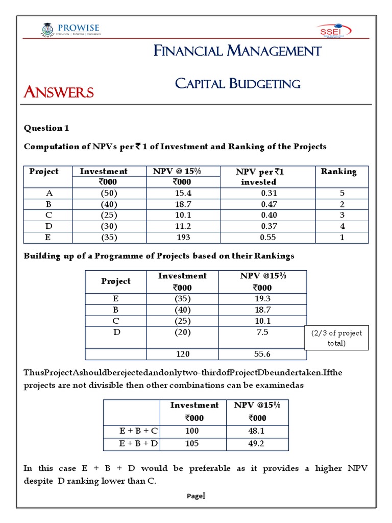 Capital Budgeting Answer | PDF | Net Present Value | Depreciation