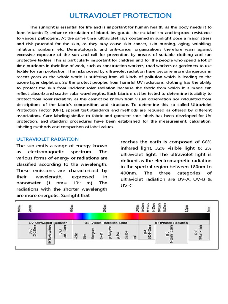 Ultraviolet Protection Factor (UPF) | PDF | Ultraviolet ...