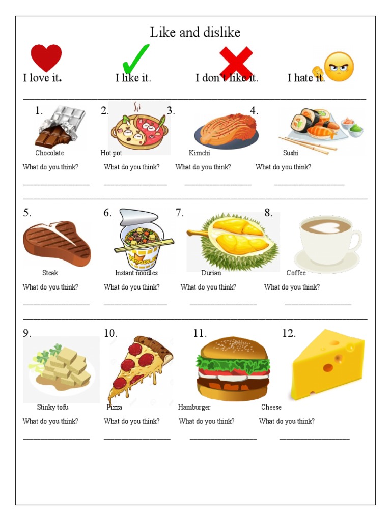 Like and Dislike Food Conversation Topics Dialogs Icebreakers - 112934 ...