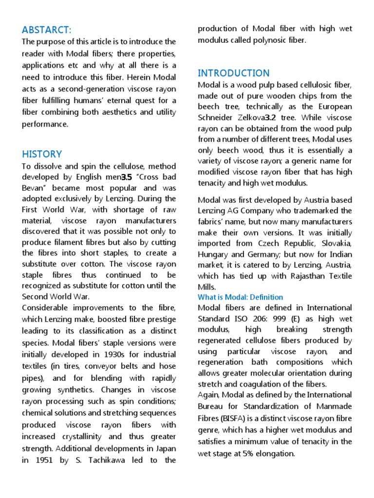 Abstarct:: What Is Modal: Definition | PDF | Rayon | Fibers