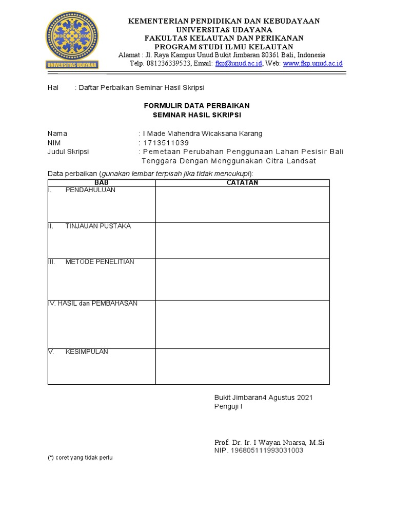 Form Perbaikan - Penguji 1 | PDF