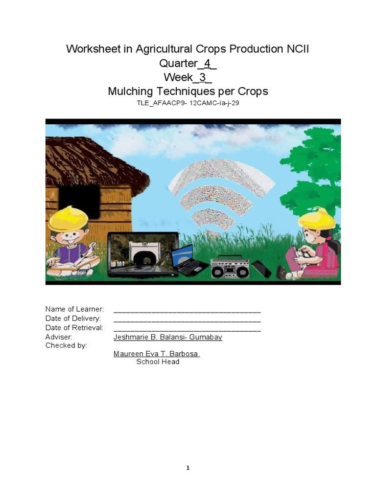 Worksheet in Agricultural Crops Production NCII Quarter - 4 - Week - 3 ...
