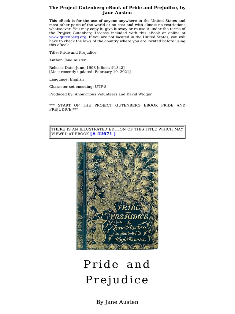 Pride and Prejudice by Jane Austen | PDF | Pride And Prejudice | Mr. Darcy