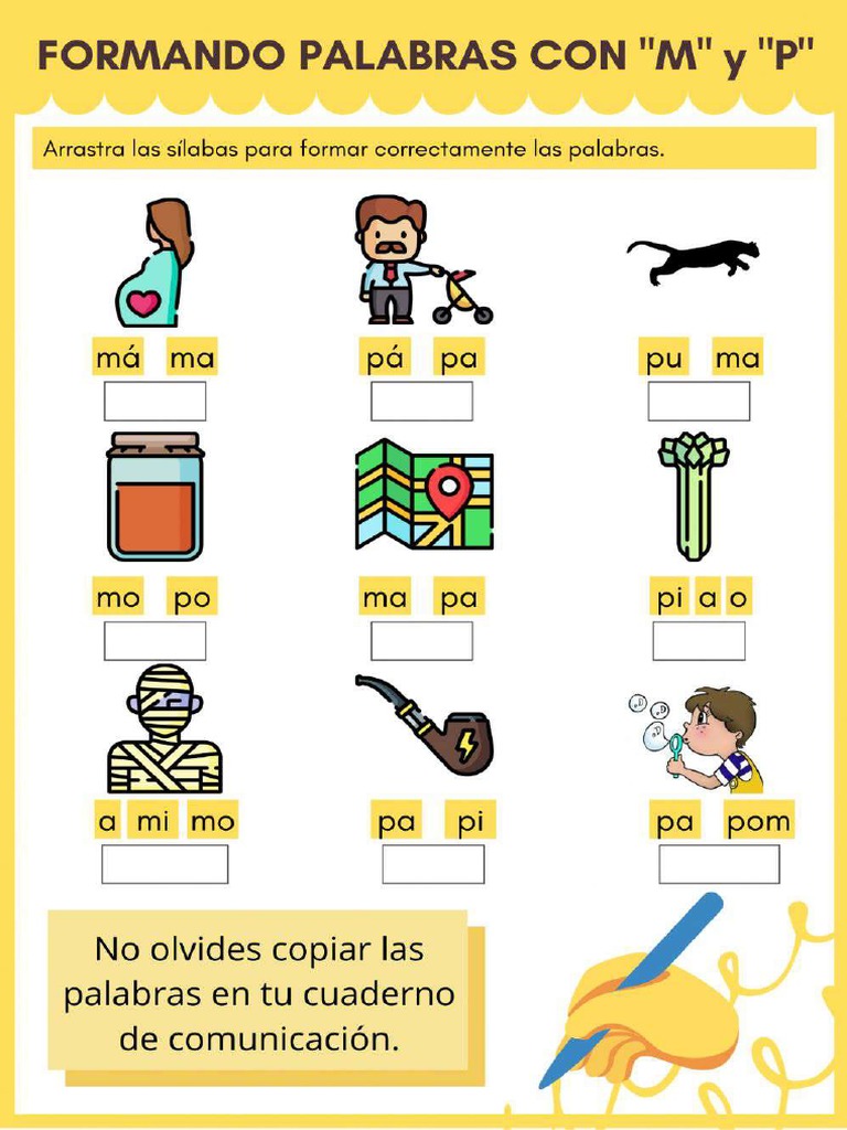 Ficha de Palabras Con M y P | PDF