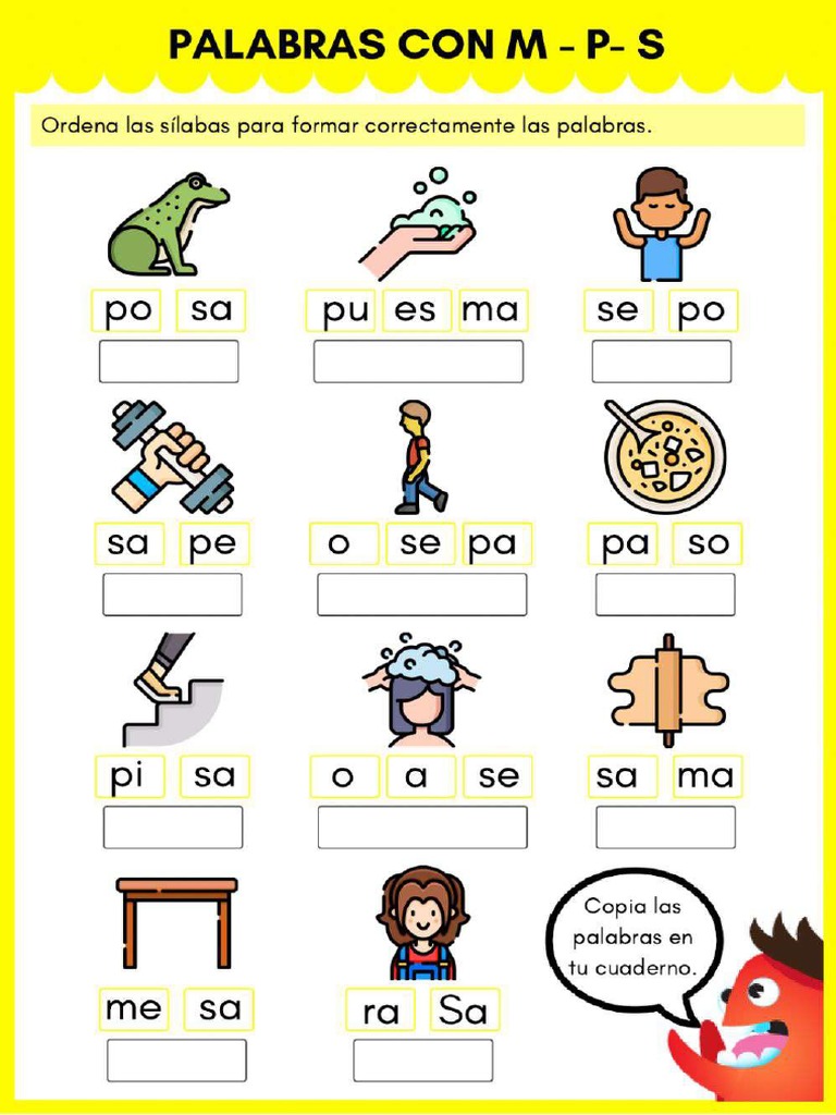 Fichas de Palabras Con M P S | PDF