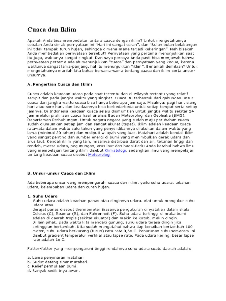 BAHAN AJAR Cuaca Dan Iklim | PDF