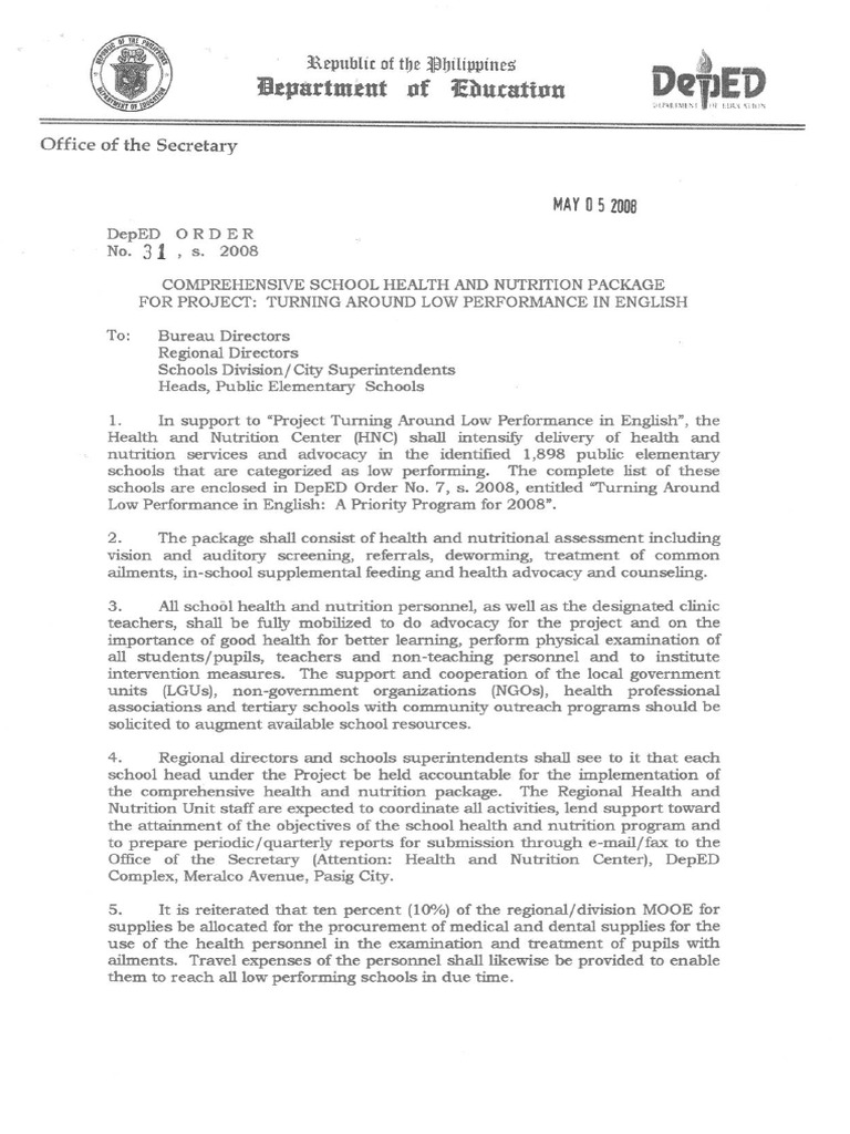 Deped Order 31 Series of 2008 | PDF