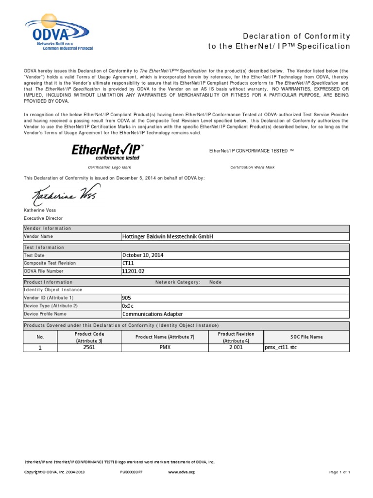 11201.01 EtherNet IP Test Report-CT10 PMX | PDF | Ethernet | Computer ...
